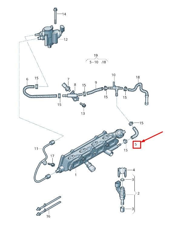 03C133713J Volkswagen Fuel Return Line | WW Spares Genuine OEM ...